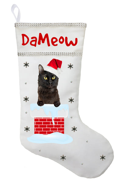 Bombay Cat Christmas Stocking, Black Cat Stocking, Black Cat Christmas ...